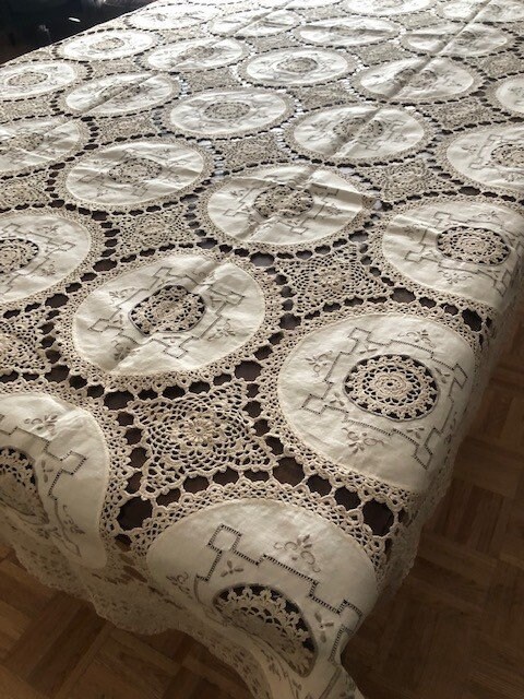 Beautiful Madeira Handmade Lace Embroidered TABLECLOTH 72X106 13 ...