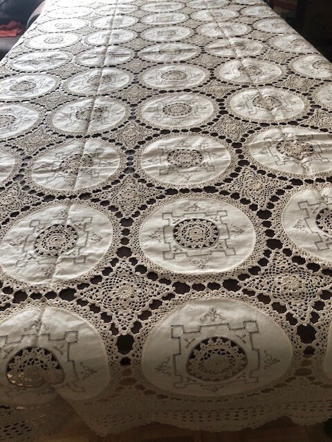 Beautiful Madeira Handmade Lace Embroidered TABLECLOTH 72X106 13 ...