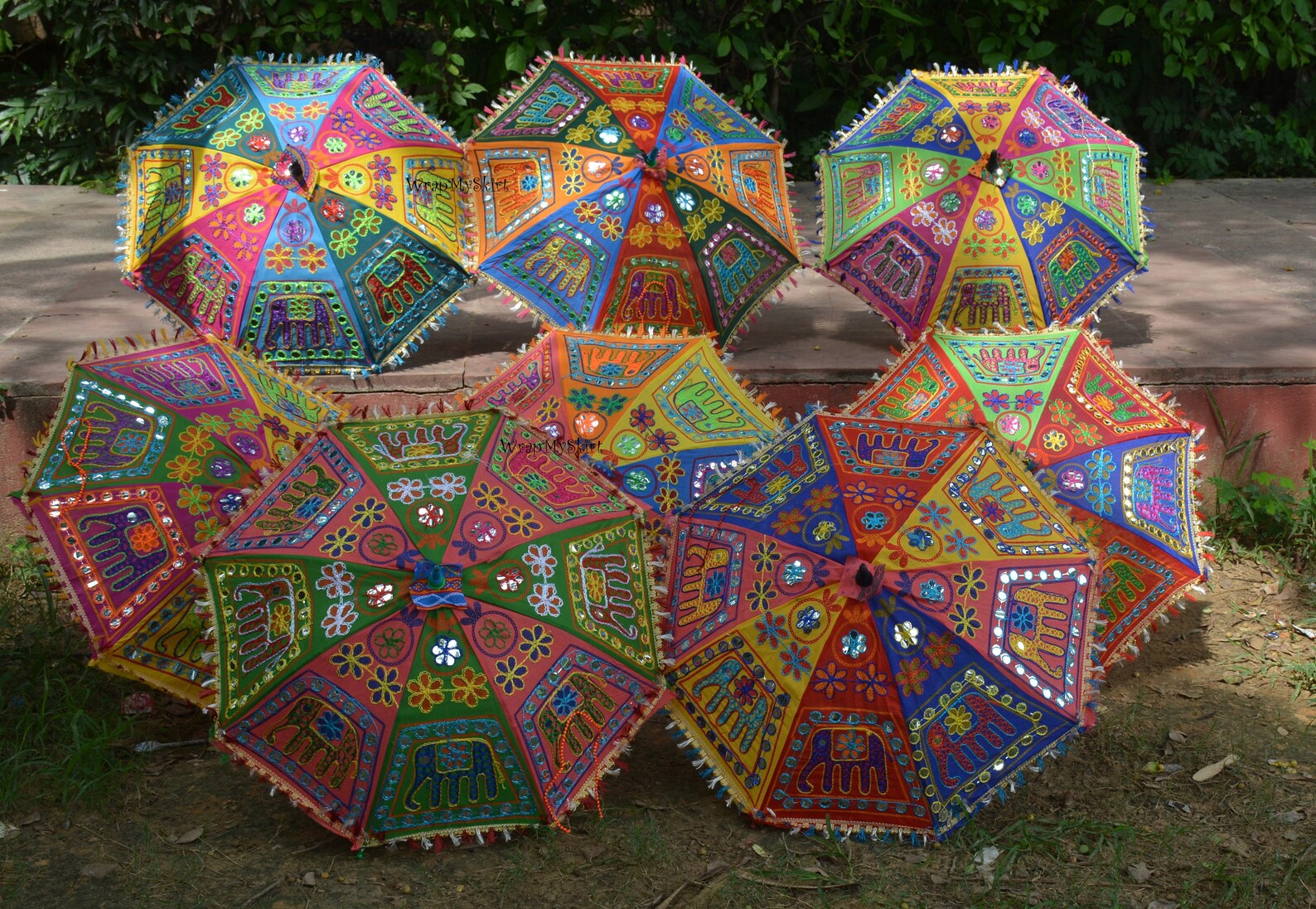 Wholesale Lots Traditional Indian Designer Elephant Design Umbrellas ...