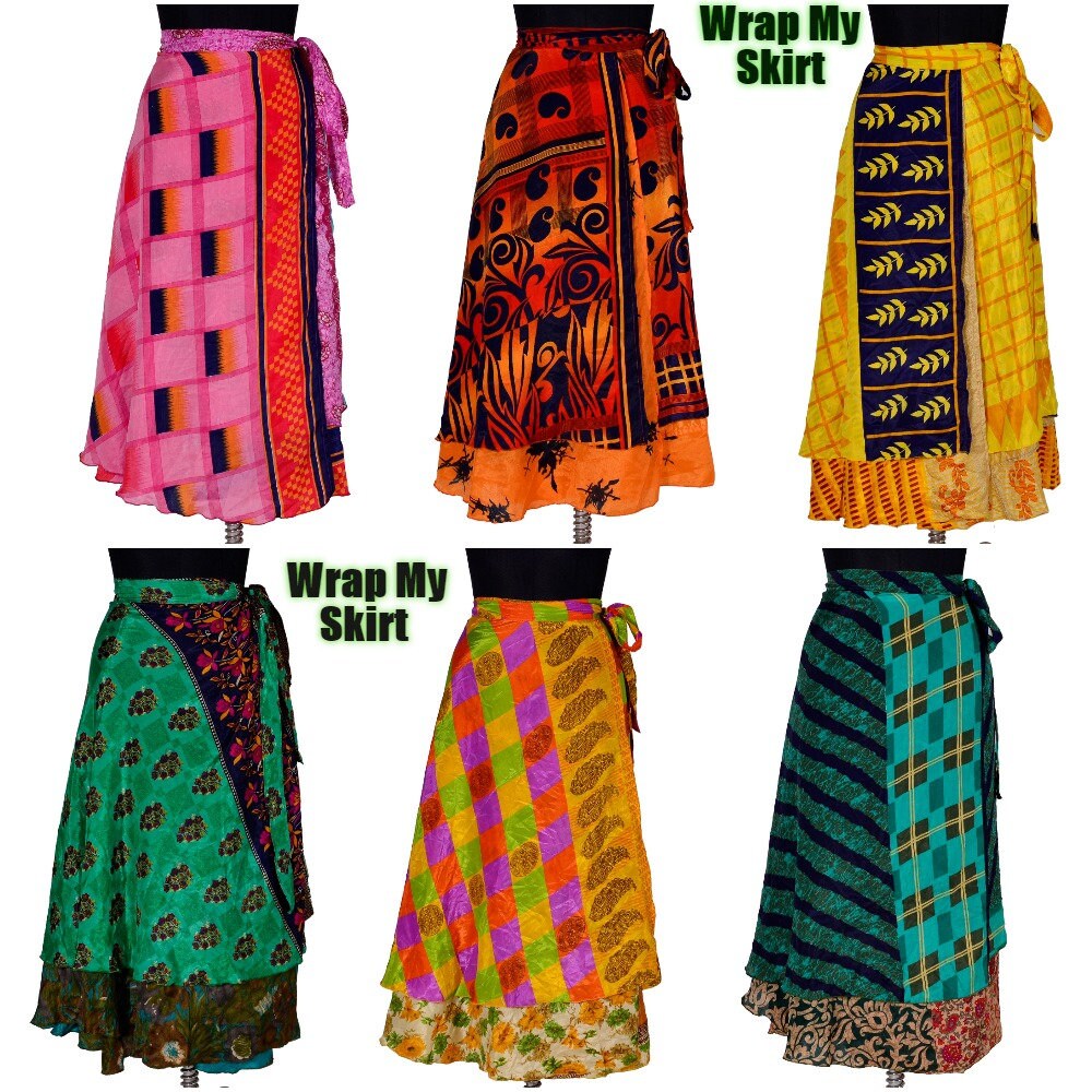 Vintage Handmade Art Silk Sari Wrap Skirt Floral Women - Etsy UK