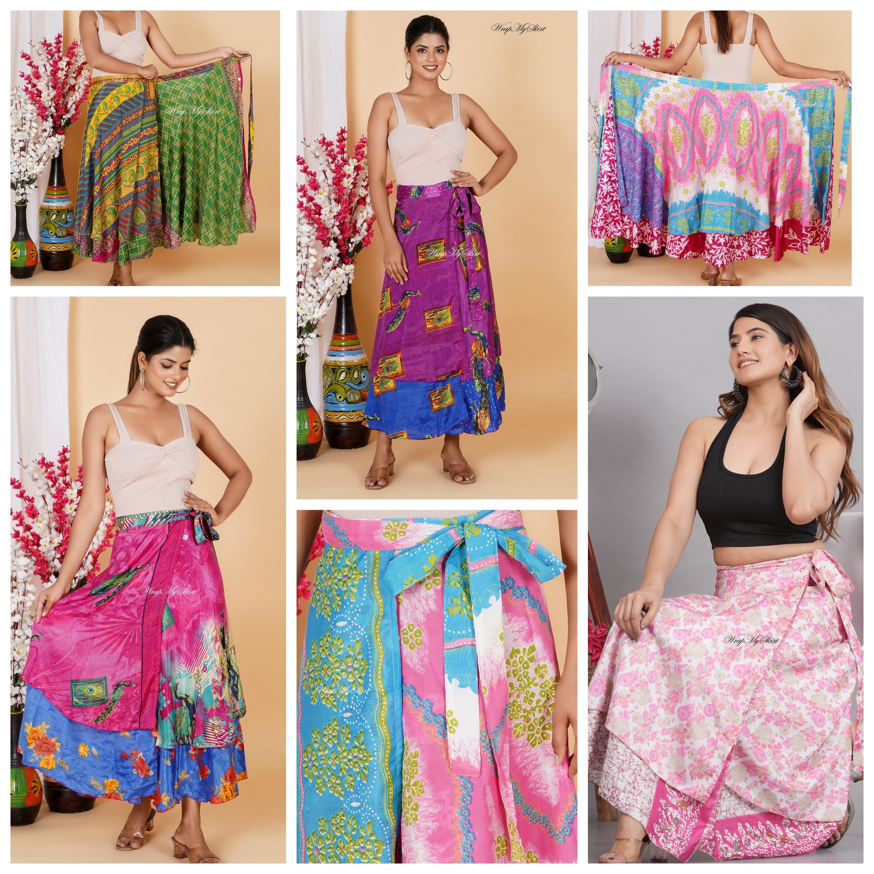 Indian Silk Long Wrap Skirts Wholesale Lot of Maxi Skirt, Bohemian ...