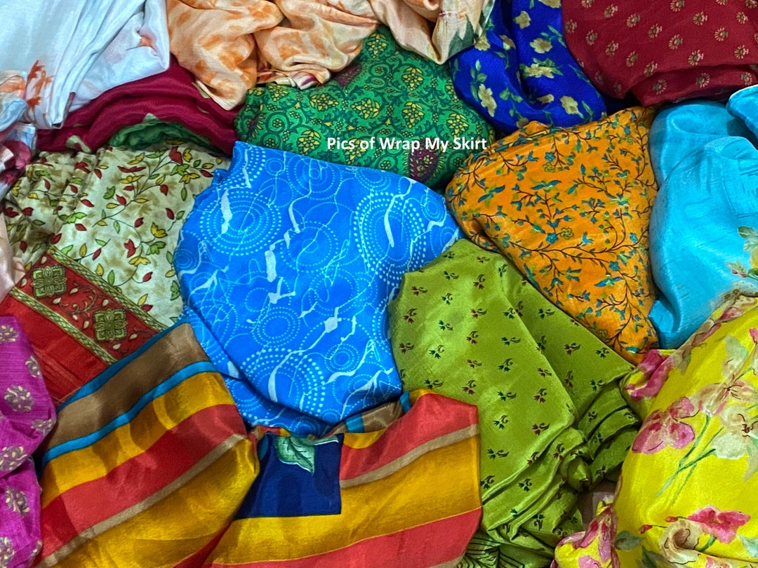 Vintage Sari Recycled Sari Sari Fabric Sari Poly Silk Indian Women Sari ...