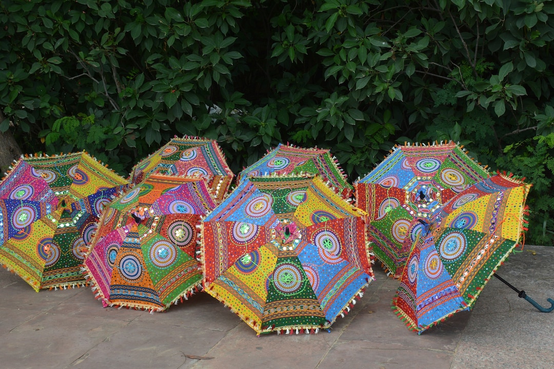 Wholesale Pcs Lot Decorative Indian Hand Embroidered Cotton Umbrellas ...