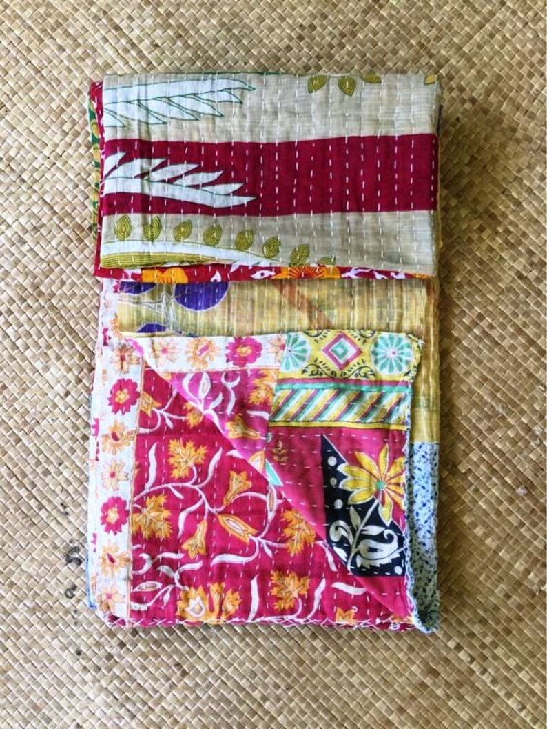 Solid Multi Color Kantha Quilt Cotton Kantha Quilt Handmade - Etsy