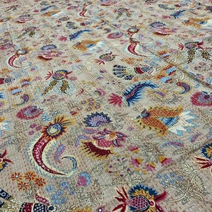 Indian Kantha Handmade Handblock Print Kantha Bedspread100% | Etsy