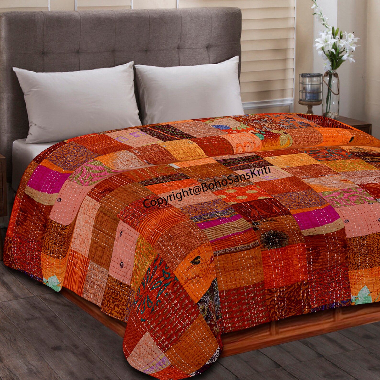 Bohemian Traditional Indian Patchwork Quilt King Size Hippie | Etsy