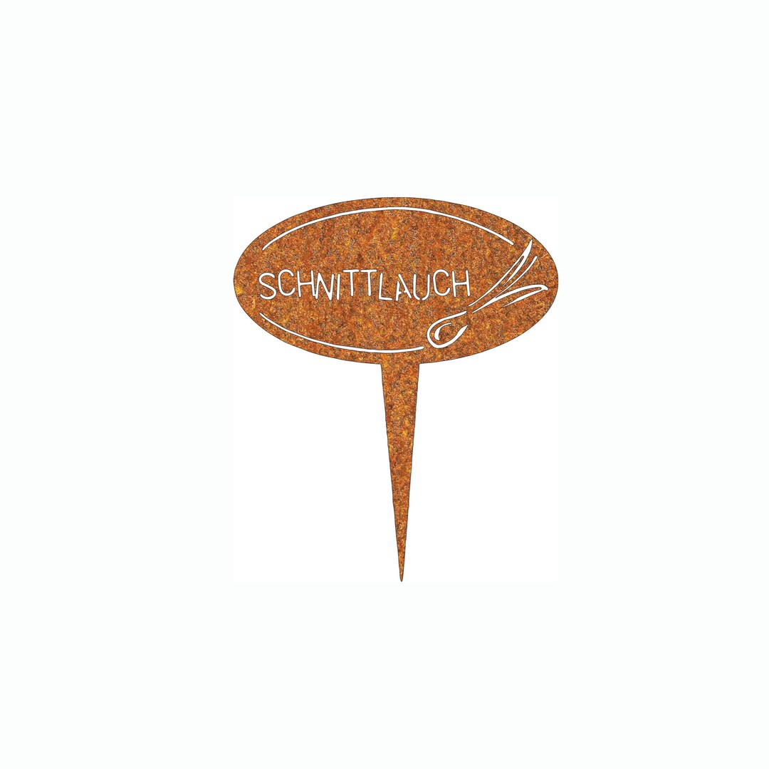 Plant Sign Chives in Rust, Garden Decoration, Garden Stake, Herb Bed ...