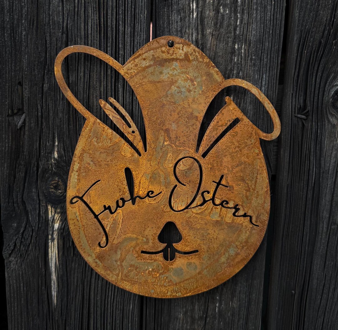 Easter Decoration – Metal Bunny Sign ‘happy Easter’ | Rusty Easter Decoration for Garden & Door ...
