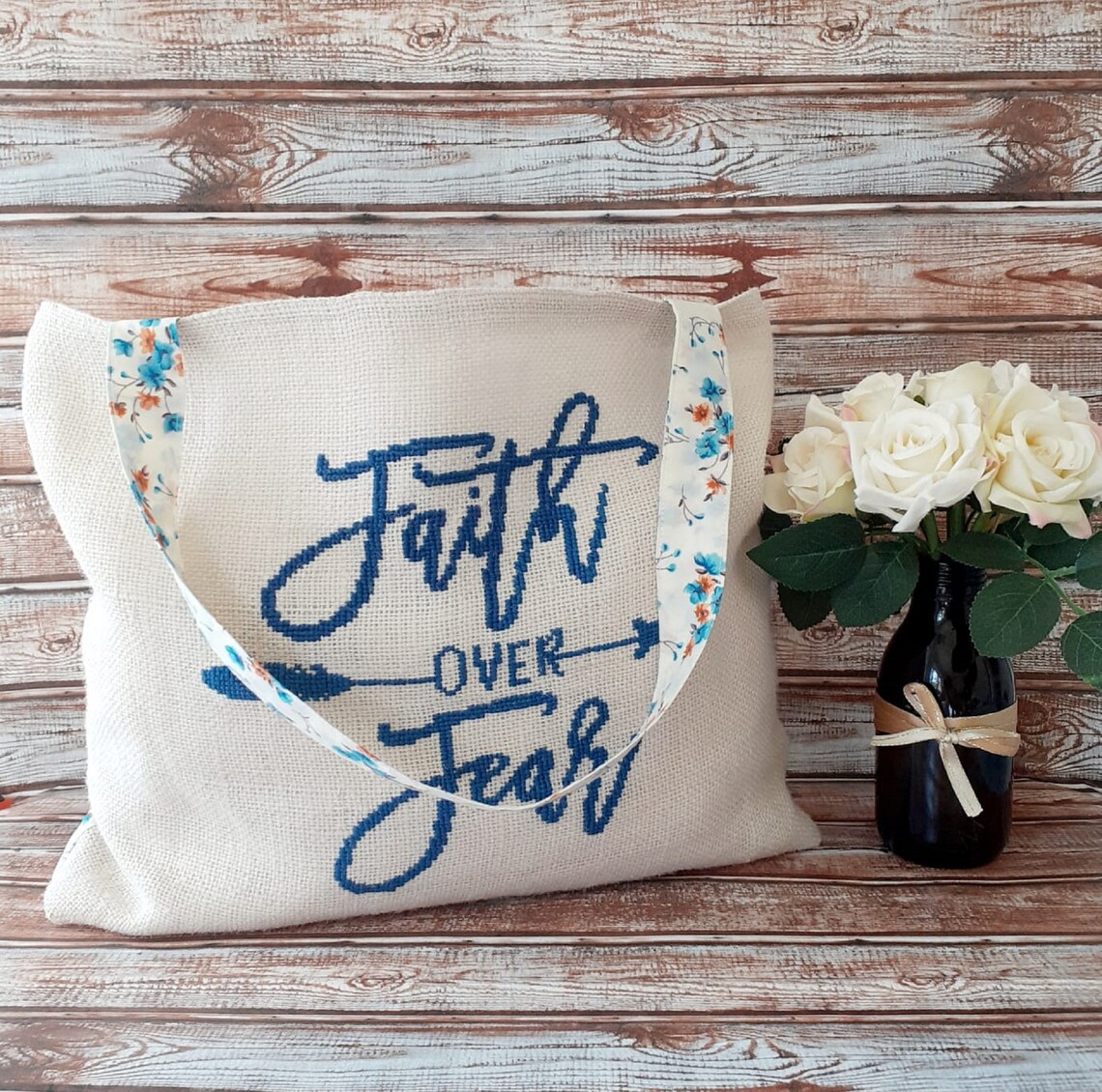 Handmade Shopping Bag Hand-embroidered Tote Eco Friendly Hessian Bag ...