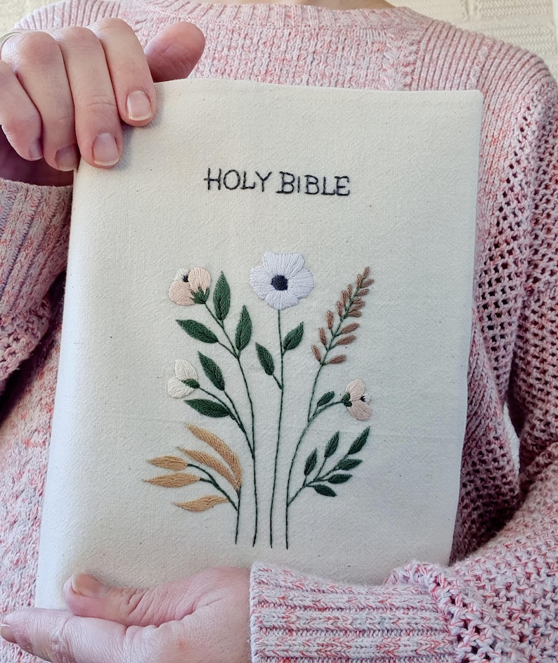 Hand Embroidered Personalized Bible Cover: Custom Christian Gift - Etsy