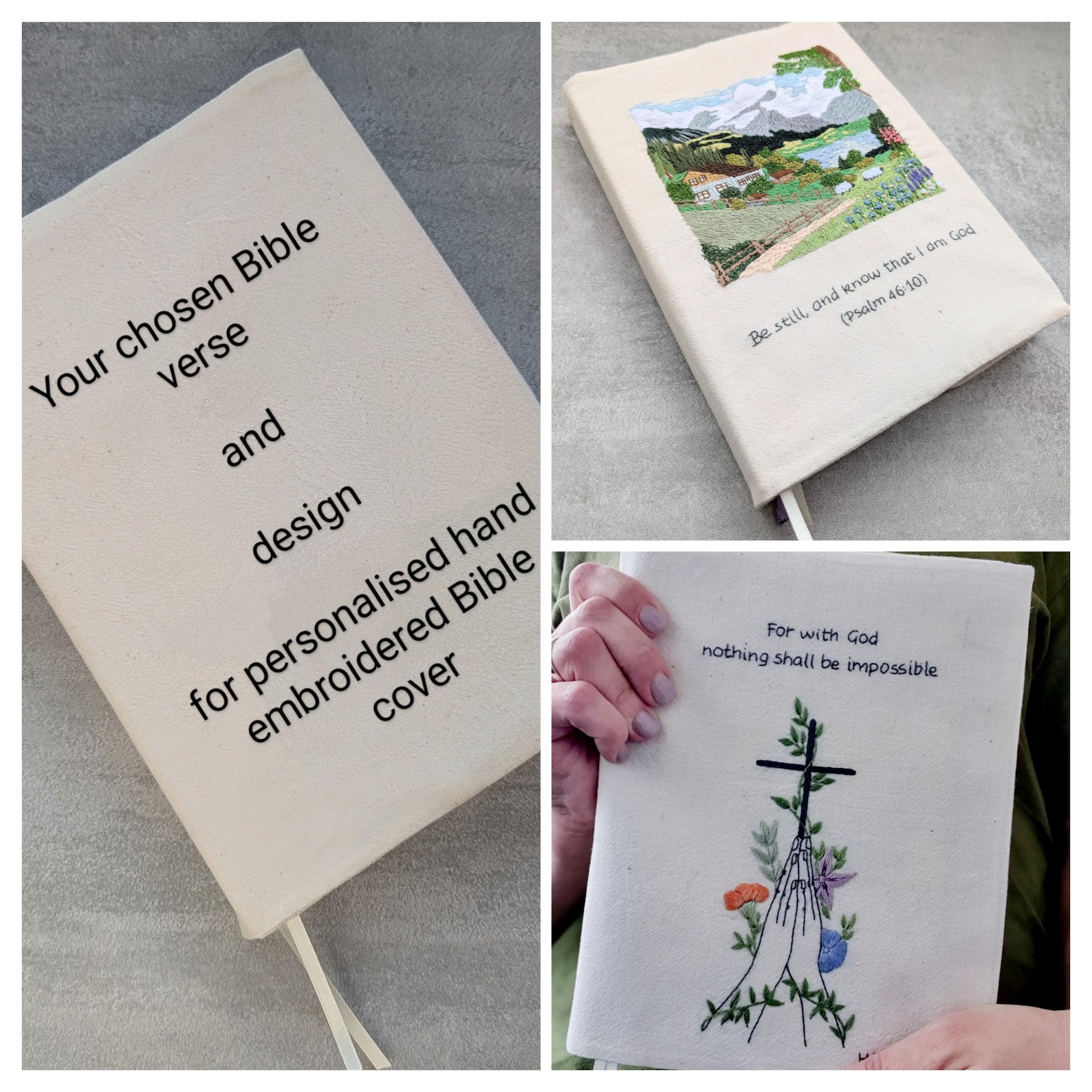 Hand Embroidered Personalized Bible Cover: Custom Christian Gift - Etsy