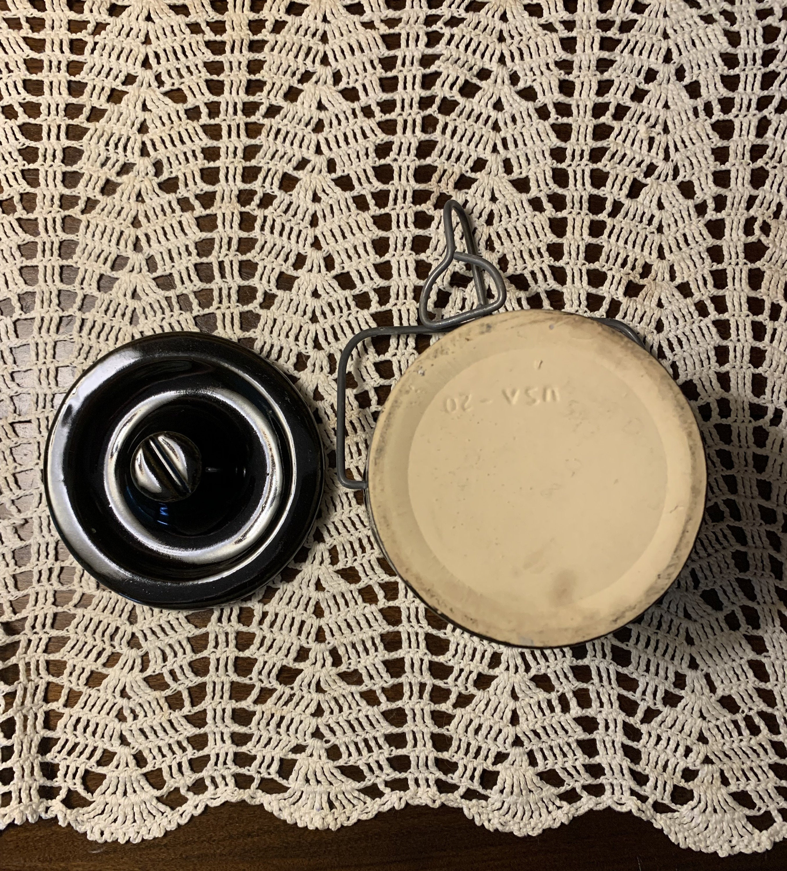 Vintage Stoneware Crock With Lid and Bail Clamp, Cheese Crock, Butter ...