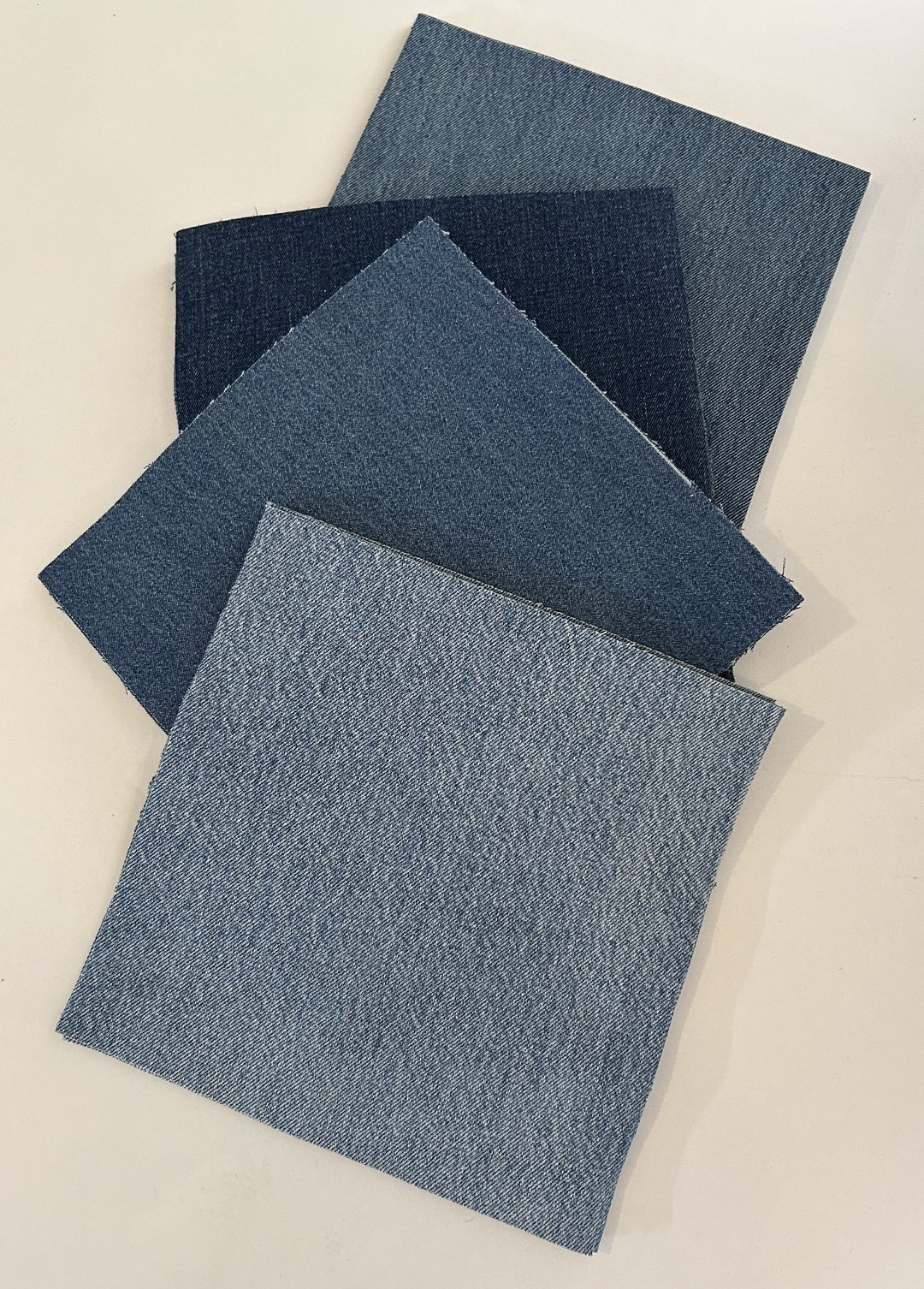 Pre-cut Denim Squares, 9 Denim Squares, Reclaimed Denim, Rotary Cut ...