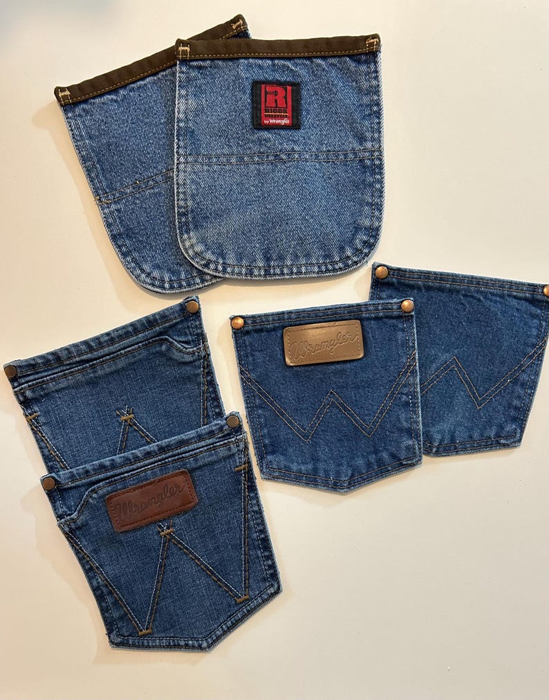 Reclaimed Denim Wrangler Pocket Sets for Crafting, Wedding & Party ...