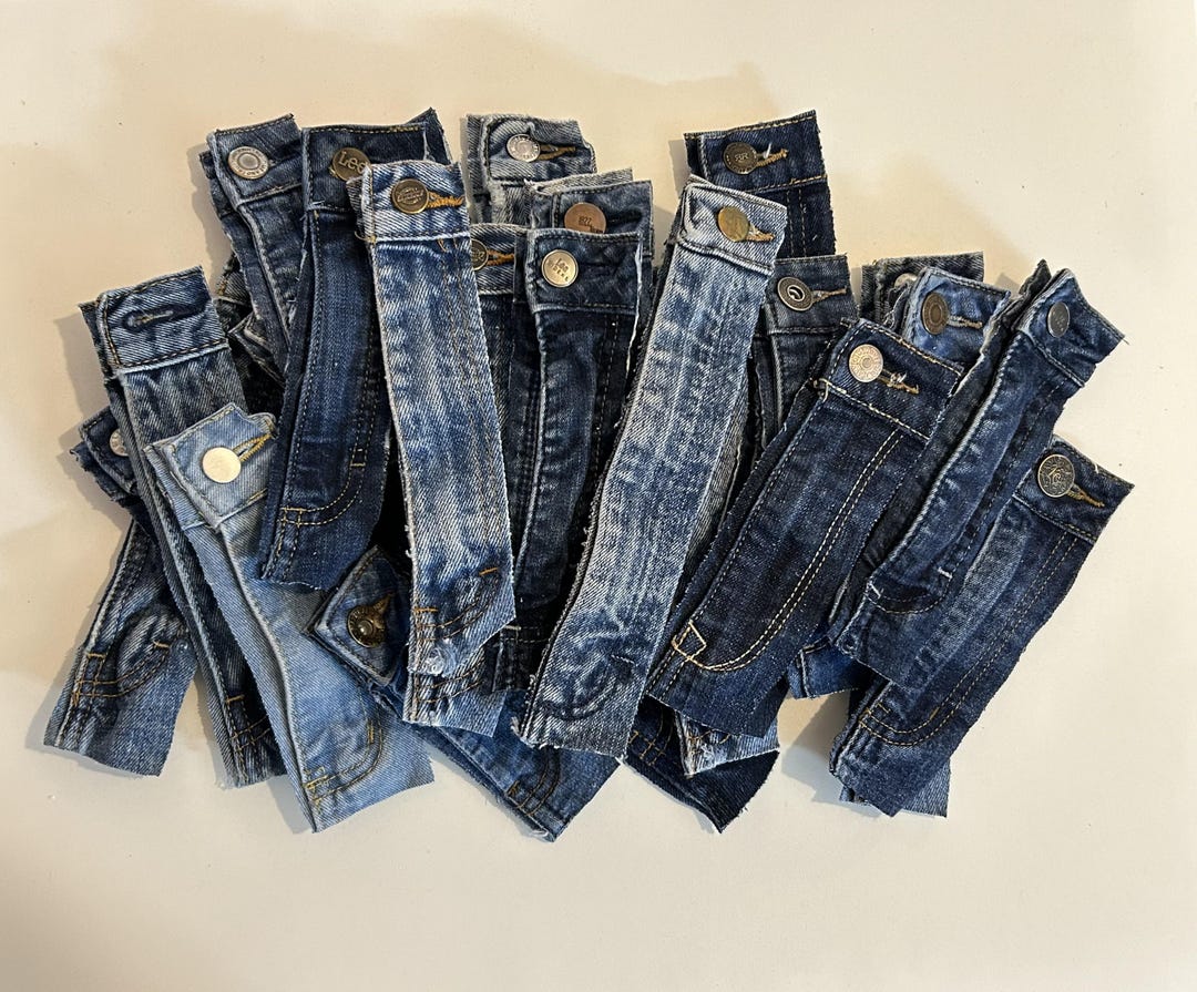Denim Zipper Fly Sections With Button Closure, 10 Assorted Pieces ...