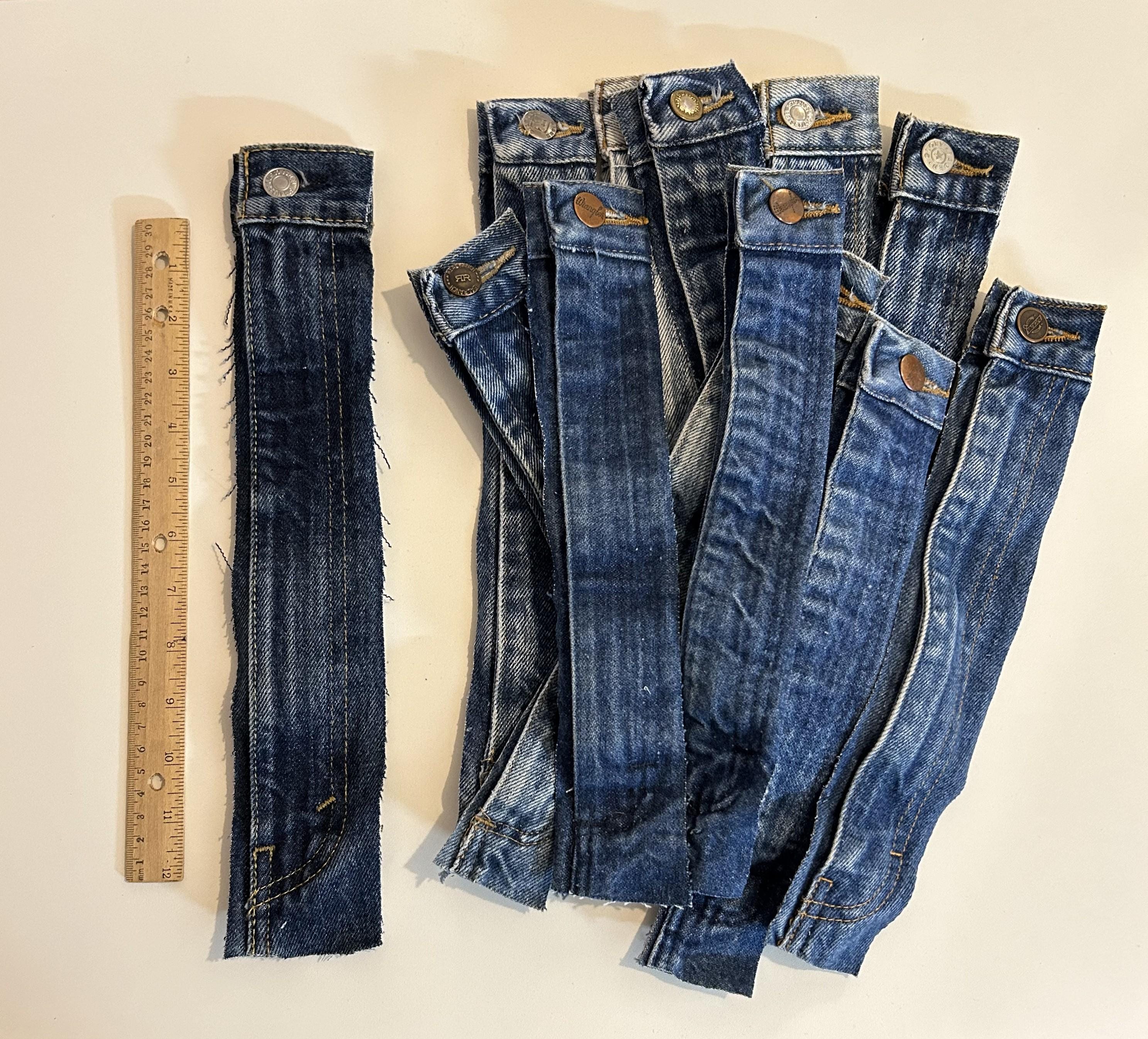 Denim Zipper Fly Sections With Button Closure, Long Length, 6 Pieces ...