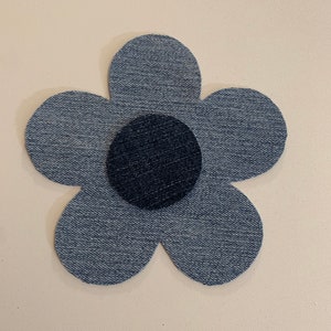 Denim Flowers, 4 Denim Flower Cut Outs, Sew on Denim Patches, Quilting ...