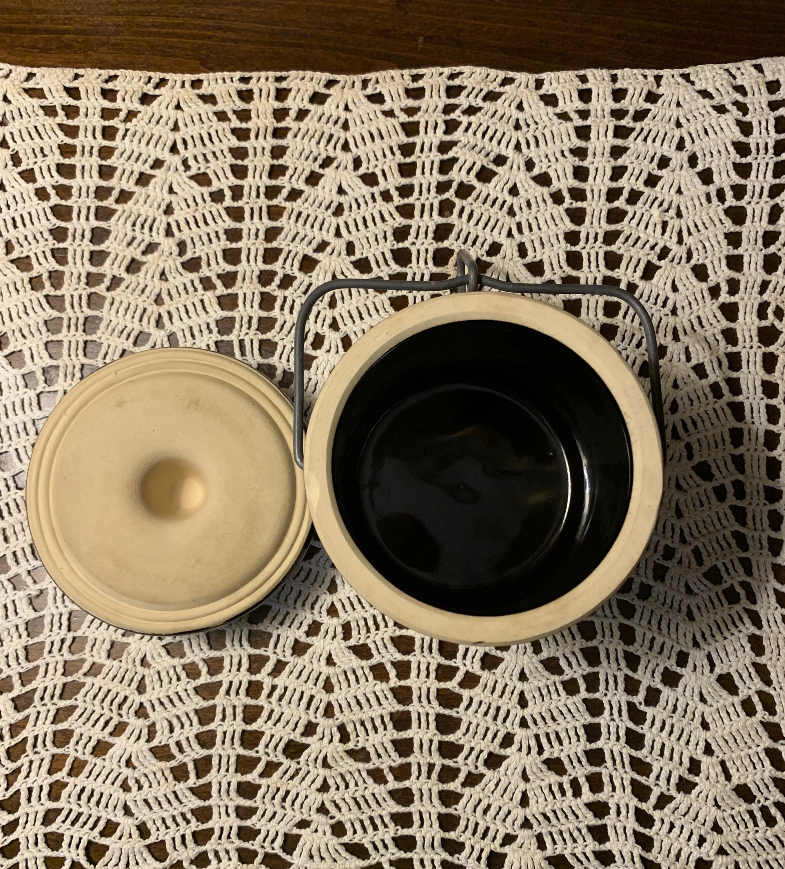 Vintage Stoneware Crock With Lid and Bail Clamp, Cheese Crock, Butter ...