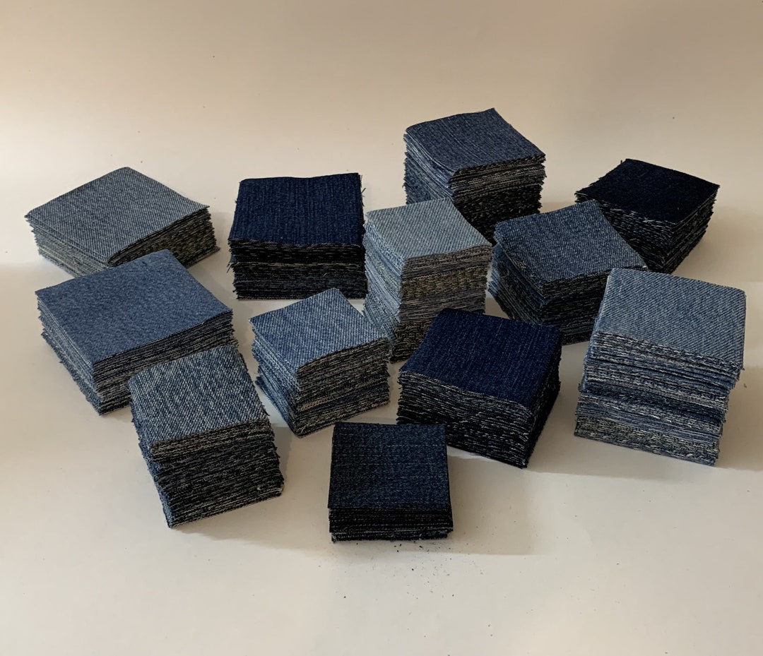Pre-cut Denim Squares, 50 Count Lot, 2/ 2 1/2 /3 Pre-cut Denim Squares ...