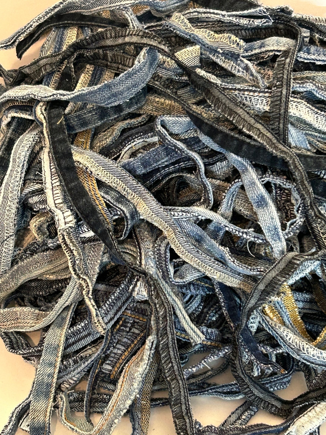 1 Full Pound of Scrap Denim Inside Seams, Long Length Inside Denim ...