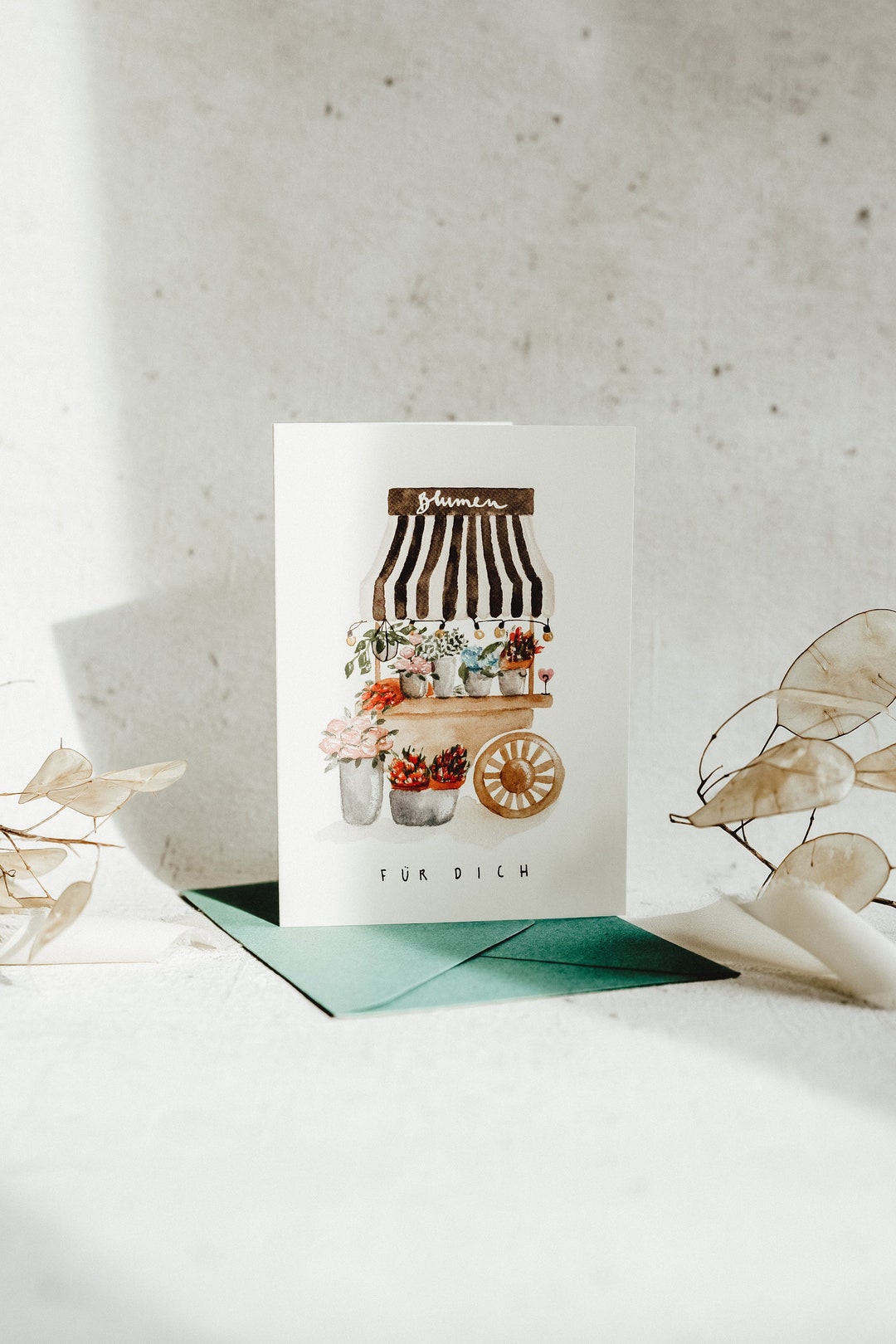 Flower Cart Card | A6 Folding Card | for You, Birthday, Thank You, All ...