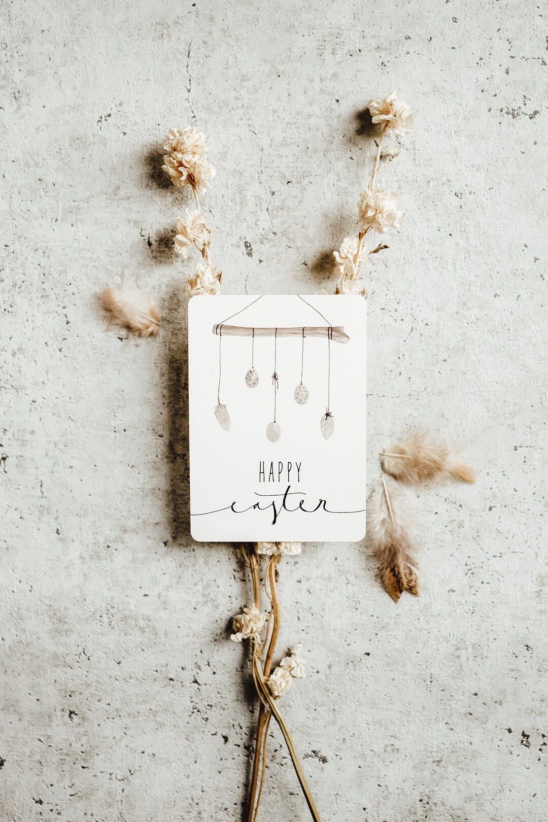 Easter Card Easter Branch Happy Easter Postcard Easter A6 Skandi Easter ...