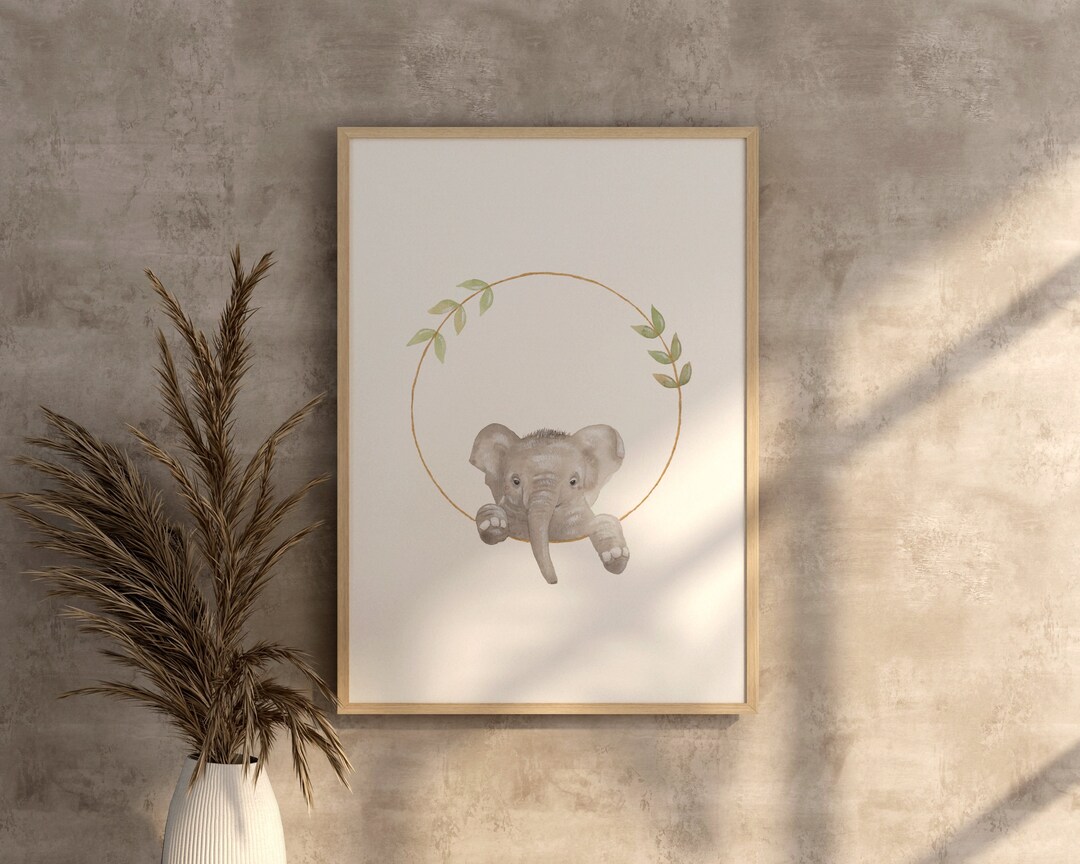 Art Print Elephant A4 and A3 Children's Room Mural Decoration Artprint ...