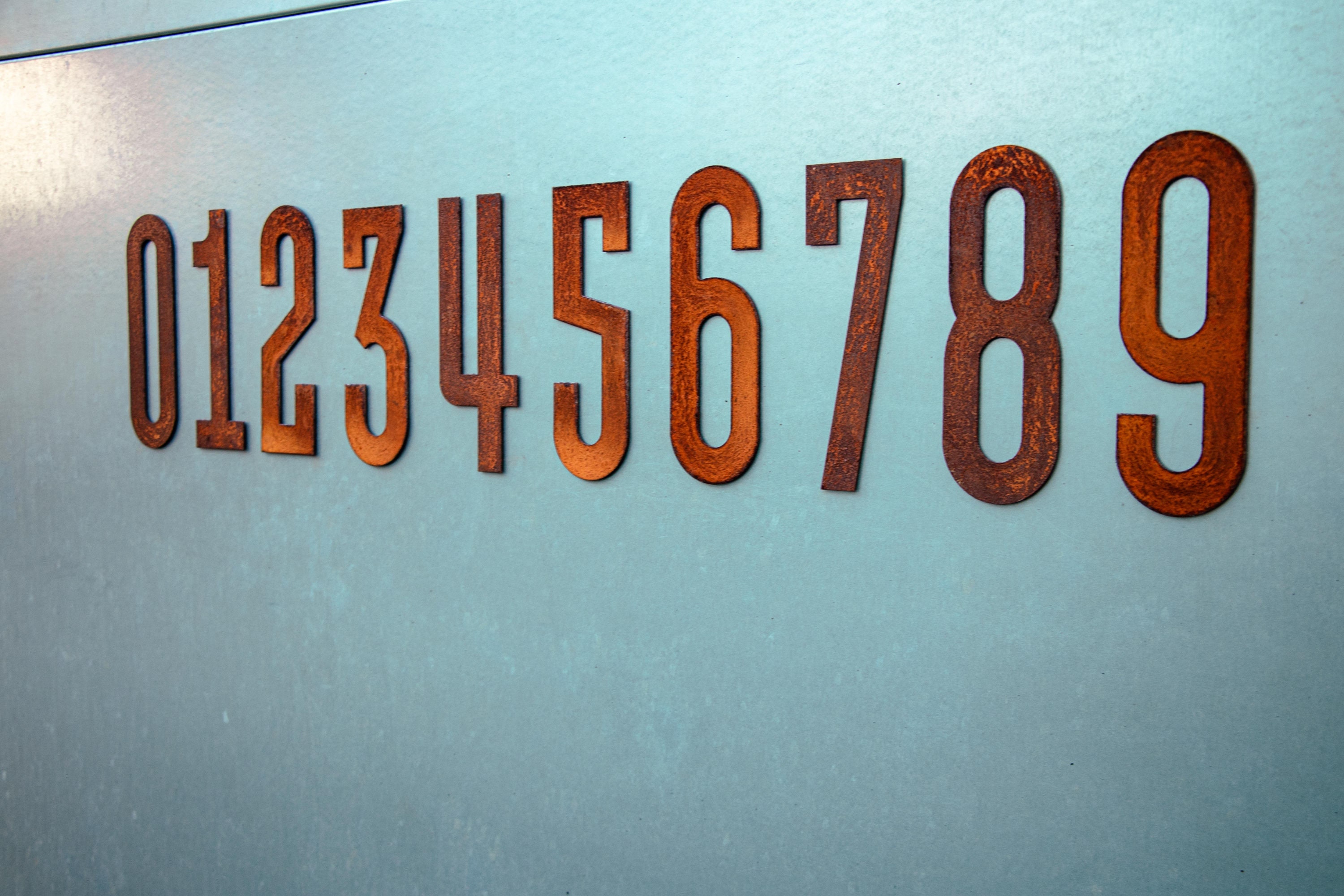 Modern Metal House Numbers / Metal Door Number Real Rust - Etsy