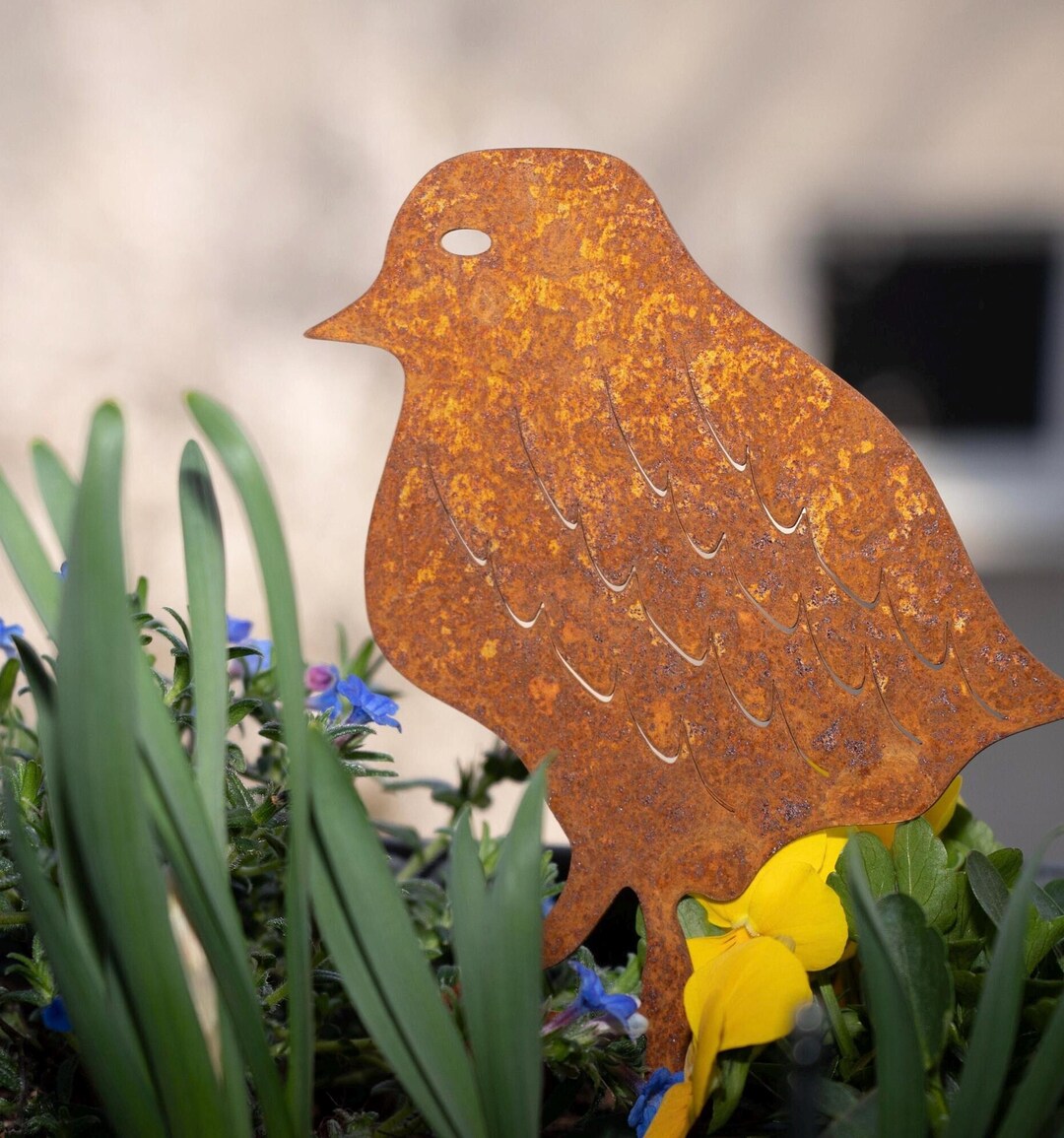 Patina Sparrow – Metal Garden Decoration – Rusty Animal Figure for ...