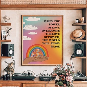 70s Decor, Retro Rainbow Print, 70s Floral Pattern Print, Retro 70s ...