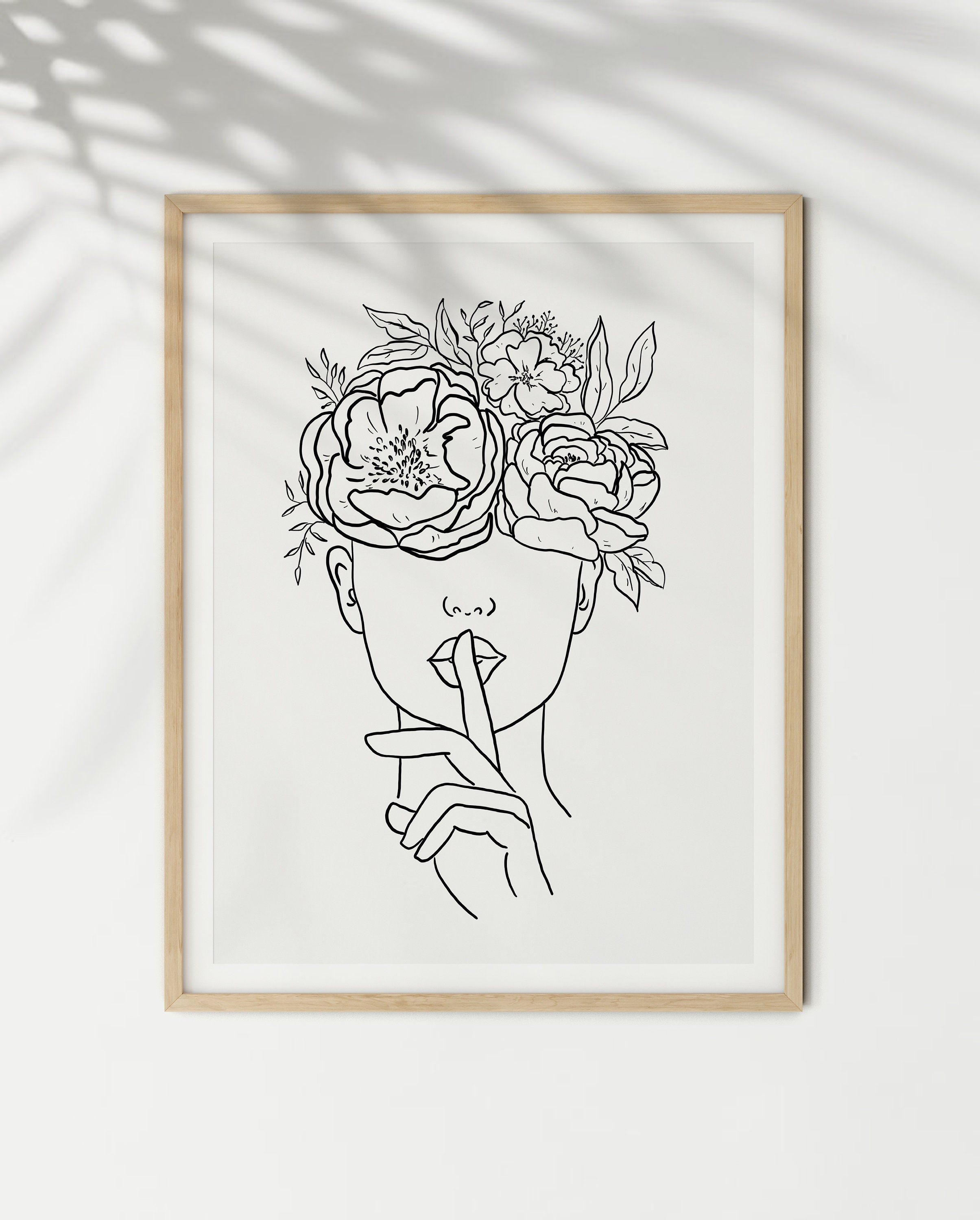 Flower Line Art Set of 3 Prints Line Art Woman Gallery - Etsy