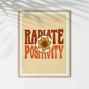 Retro Decor, 70s Wall Art, 70s Decor, Vintage Decor, Radiate Positivity ...