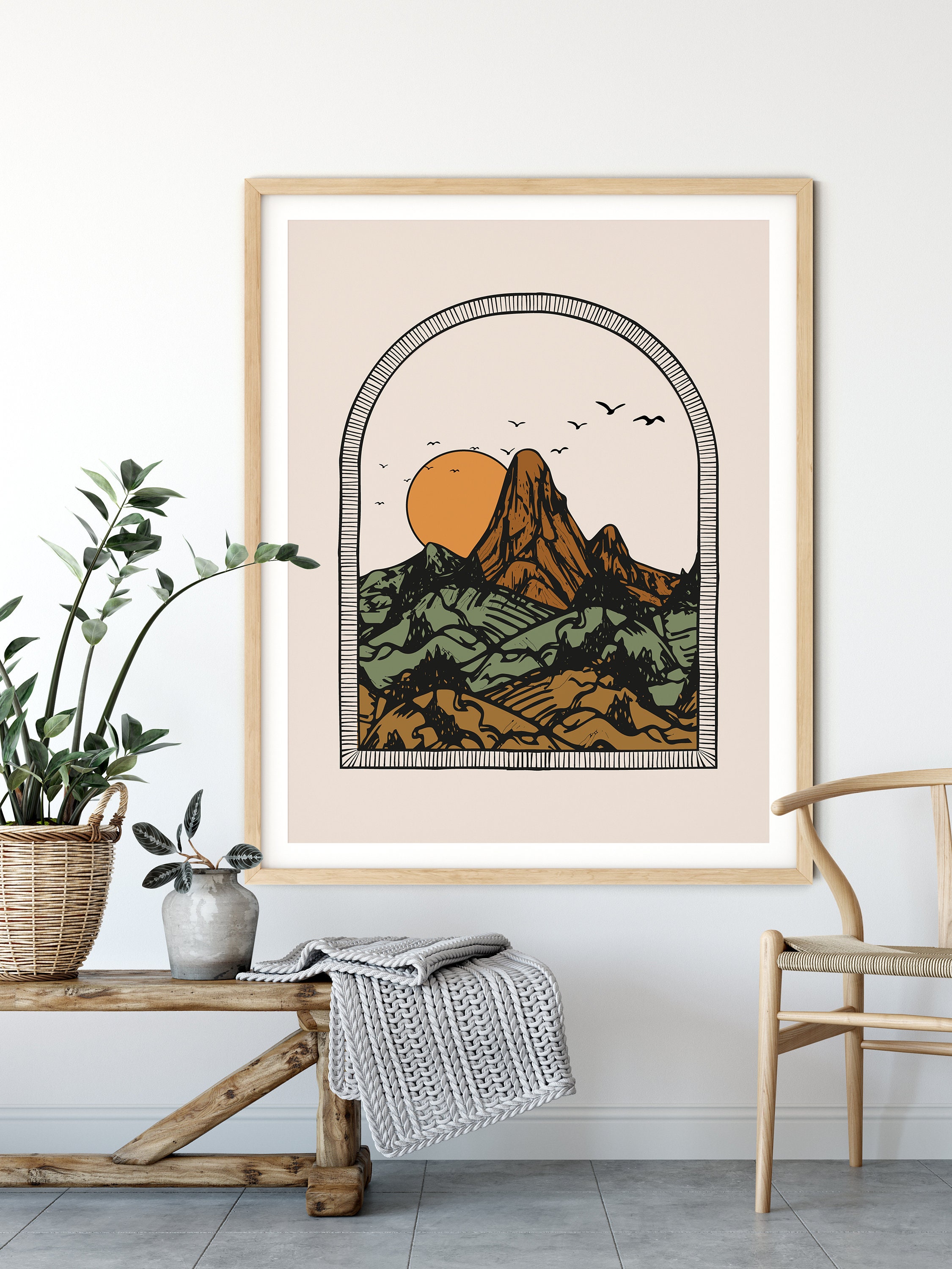 Boho Wall Decor Mountain Print Sunset Print Boho Poster | Etsy