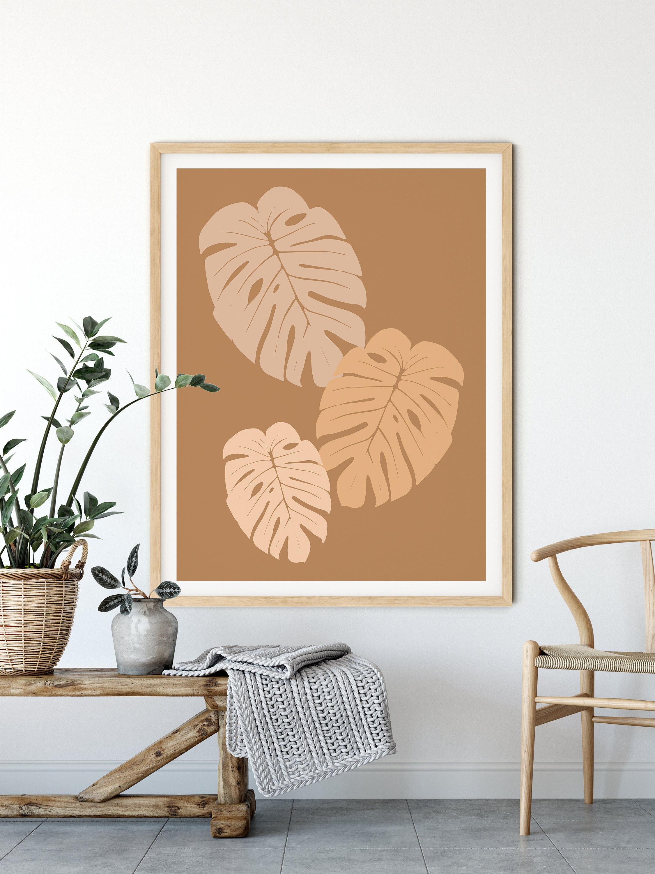 Boho Monstera Wall Decor Abstract Art Print Monstera Leaf | Etsy