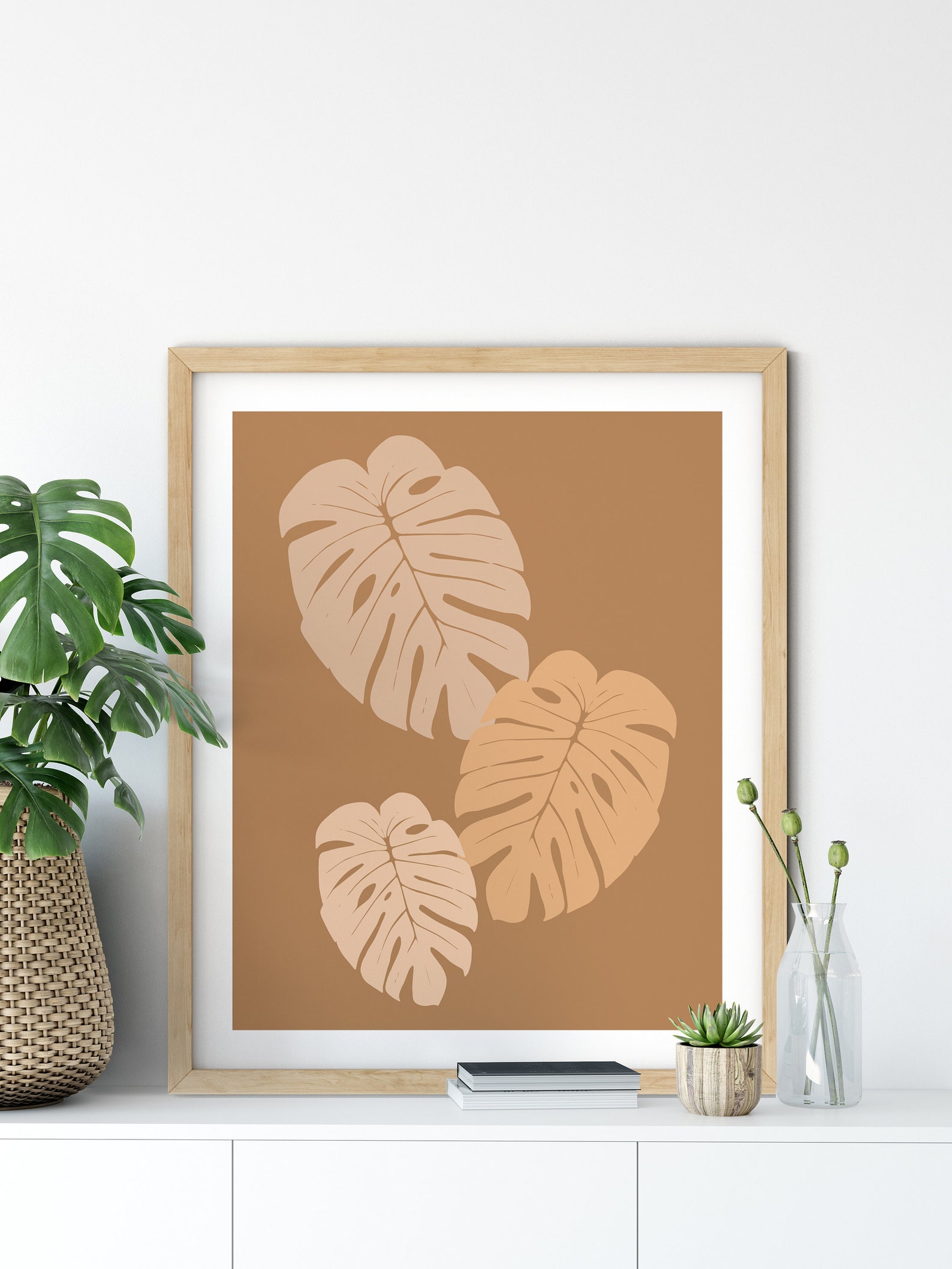 Boho Monstera Wall Decor Abstract Art Print Monstera Leaf - Etsy UK