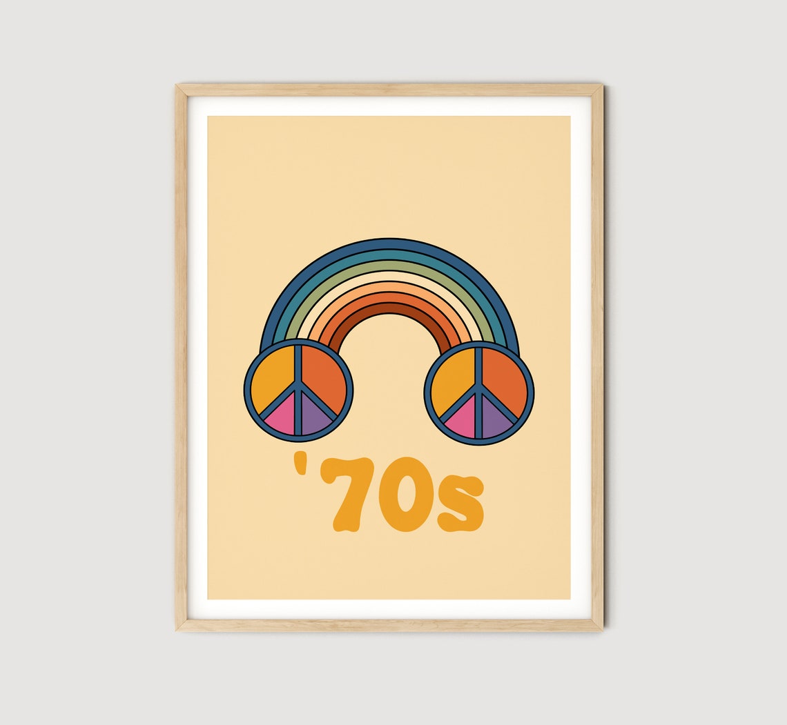 70s Decor Retro Rainbow Print Retro 70s Home Decor 70s Wall - Etsy