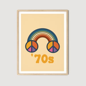 70s Decor, Retro Rainbow Print, Retro 70s Home Decor, 70s Wall Art ...