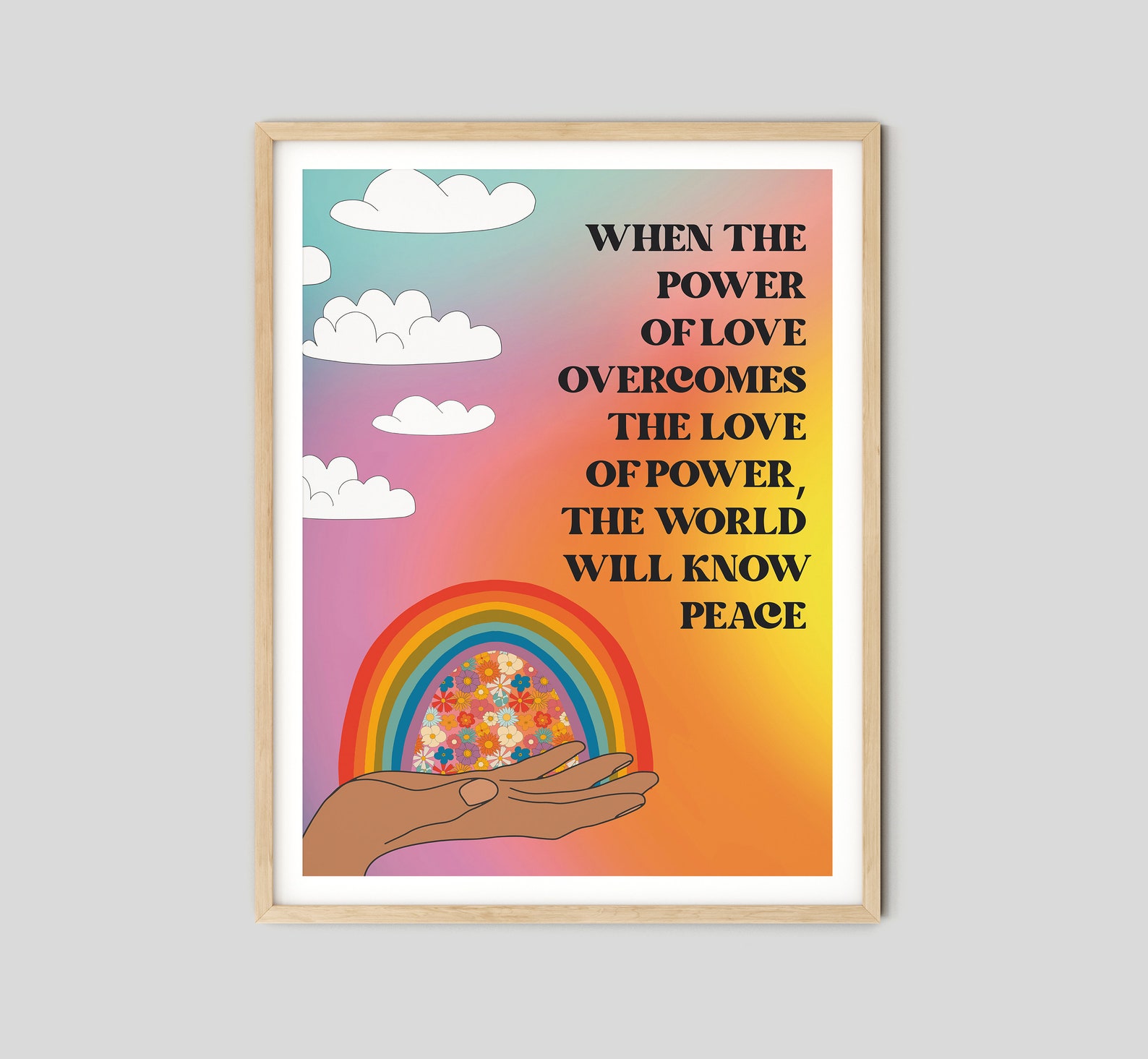 70s Decor Retro Rainbow Print 70s Floral Pattern Print - Etsy