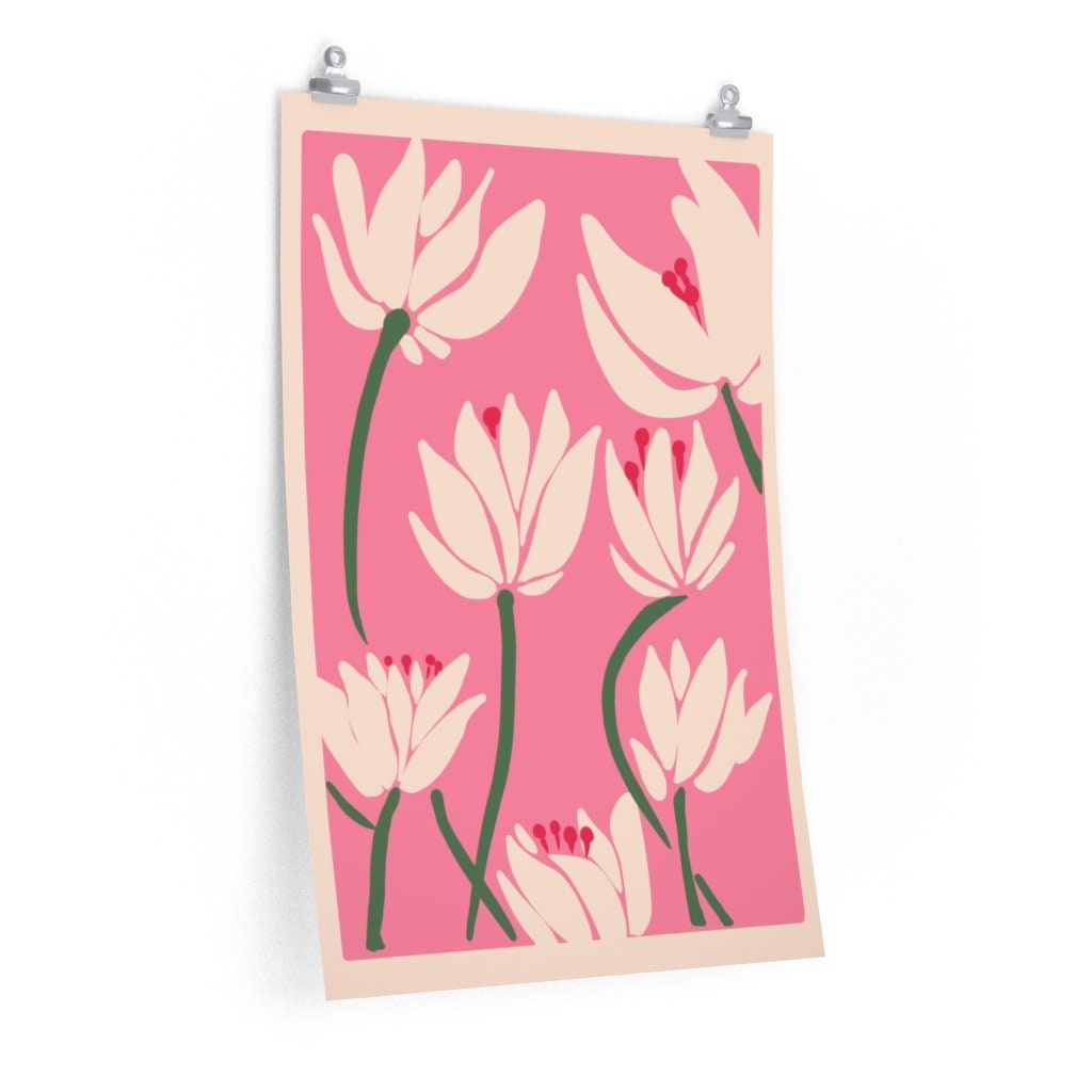 Pink Flower Prints Flower Wall Art Boho Floral Print - Etsy
