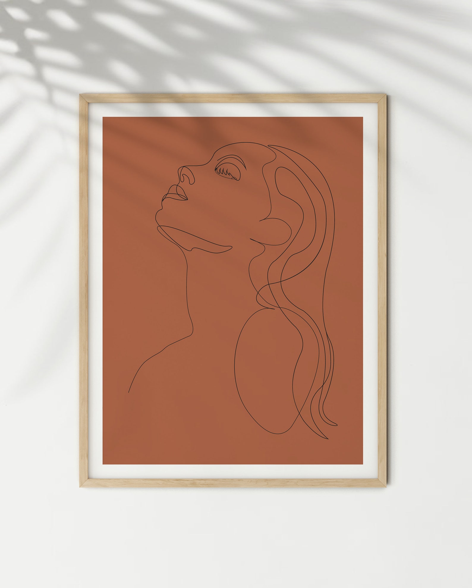 Burnt Orange Wall Decor Line Art Woman Living Room Decor Boho | Etsy