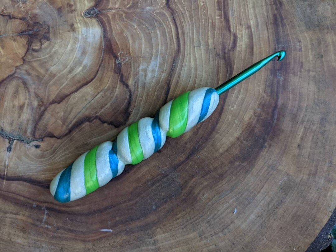 Ergonomic Crochet Hook Size H Hand Sculpted Polymer With Metal Hook - Etsy