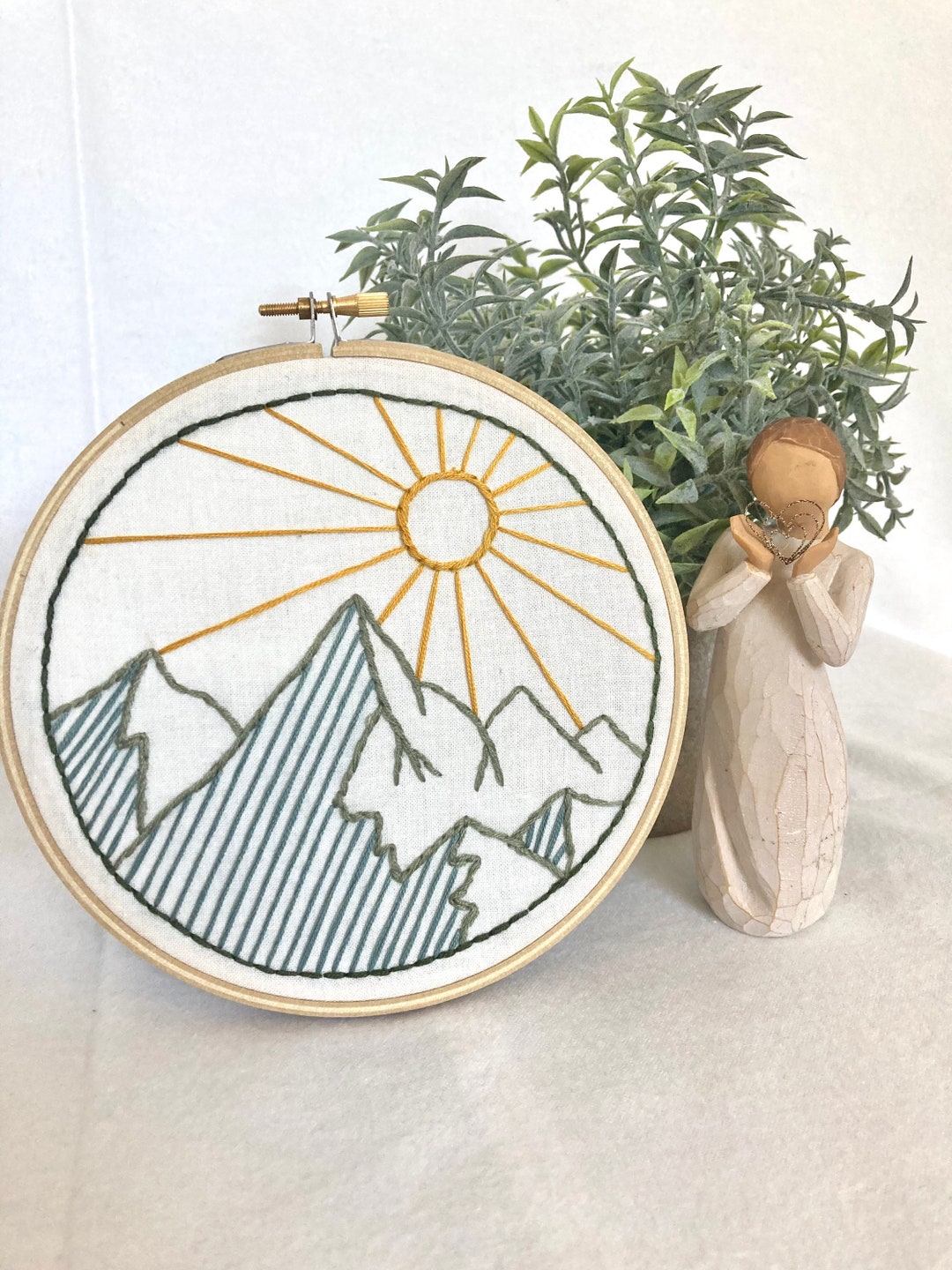 Nature Hand Embroidery, Mountain Hand Embroidery, Landscape Art ...