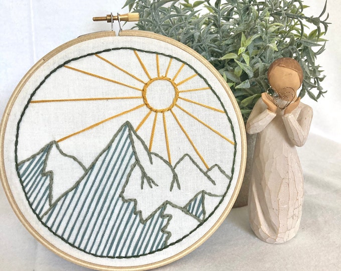 Nature Hand Embroidery, Mountain Hand Embroidery, Landscape Art ...