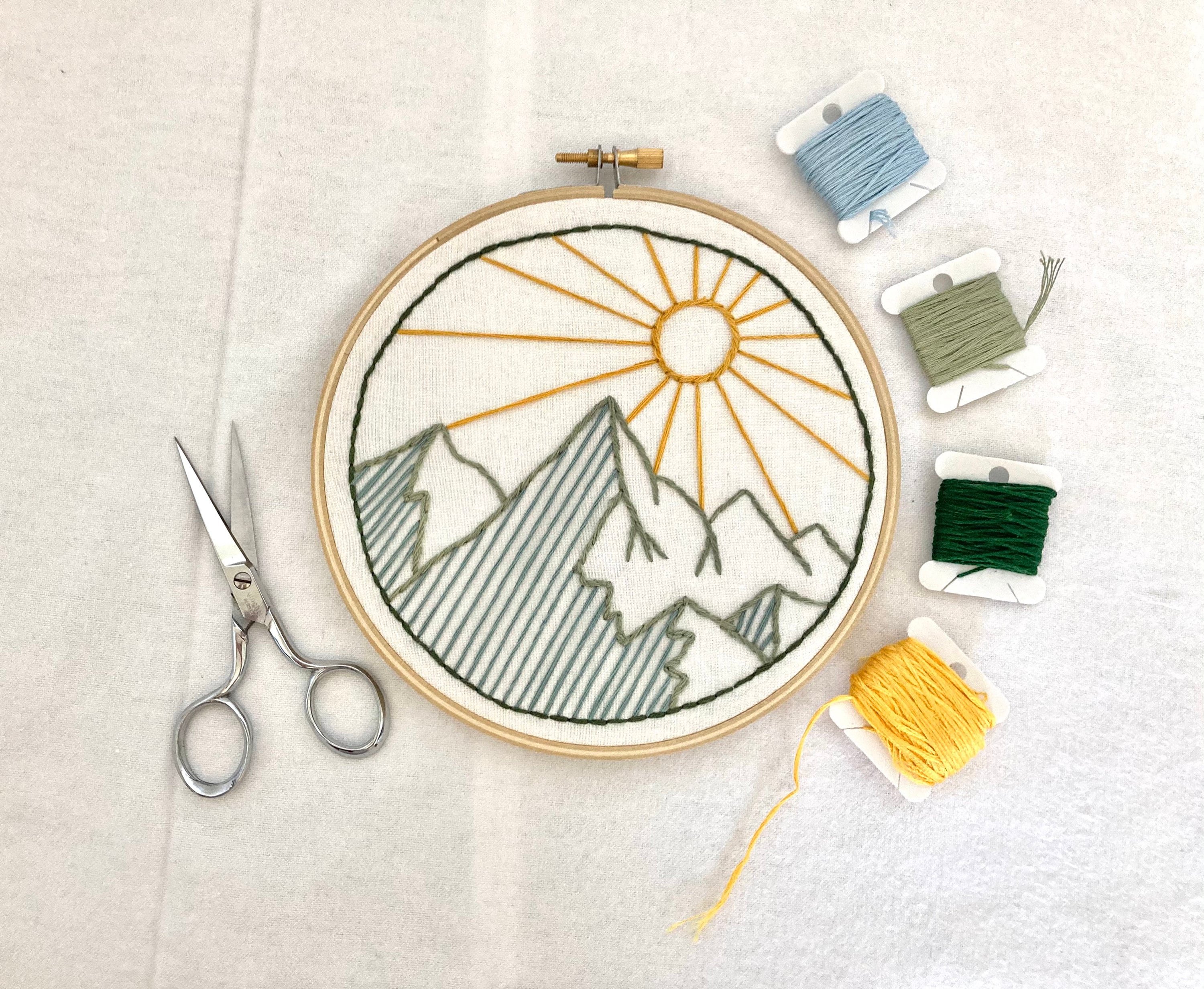 Nature Hand Embroidery Mountain Hand Embroidery Landscape - Etsy