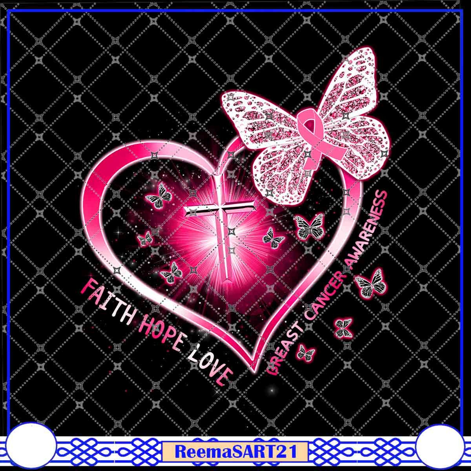 Breast Cancer Faith Hope Love Pink Heart Cross Butterfly We Wear Pink ...