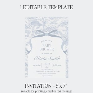 Editable Toile Baby Shower Invitation Template | Editable Canva ...
