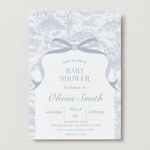 Editable Toile Baby Shower Invitation Template | Editable Canva ...