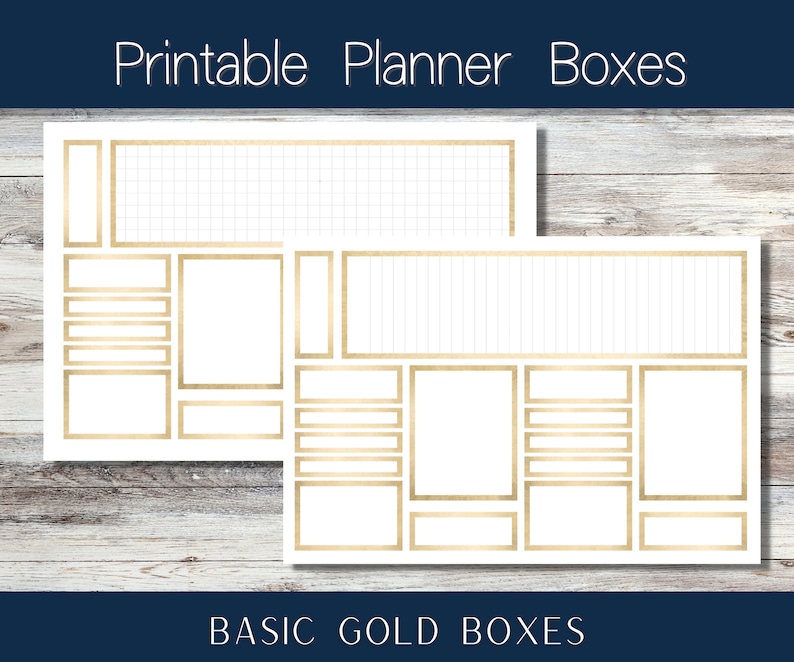 Basic Planner Boxes Gold Boxes Note Boxes Matte Sparkly - Etsy