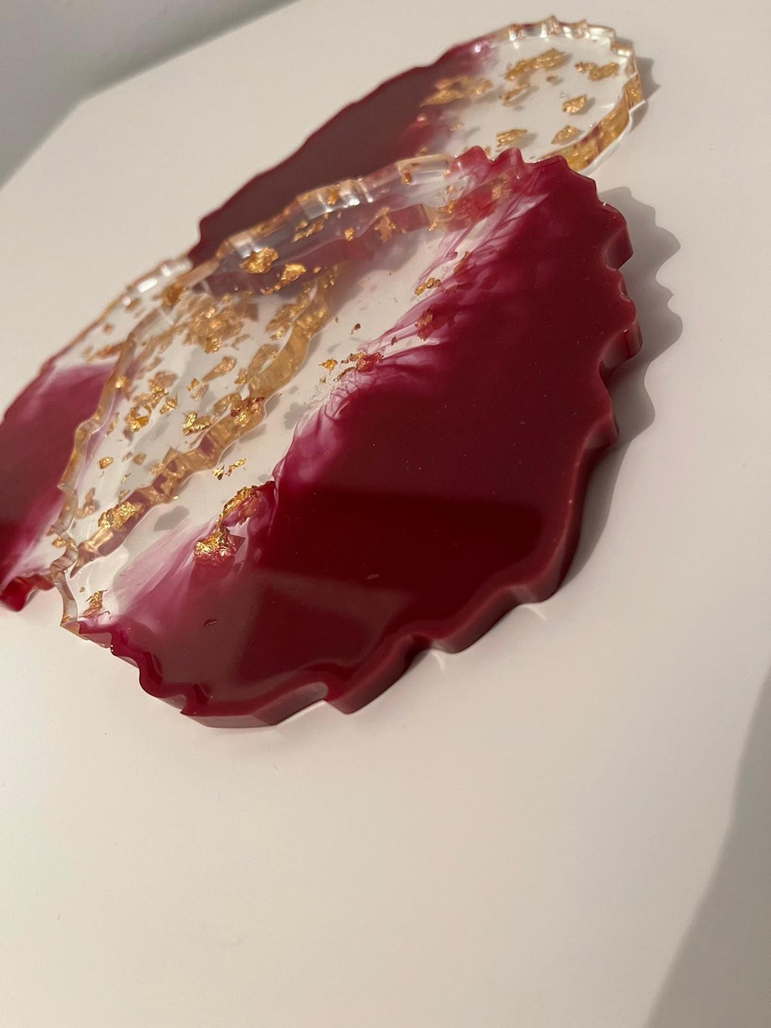 Resin Coasters Gold Flakes/Wine Red Golden Epoxy Resin | Etsy