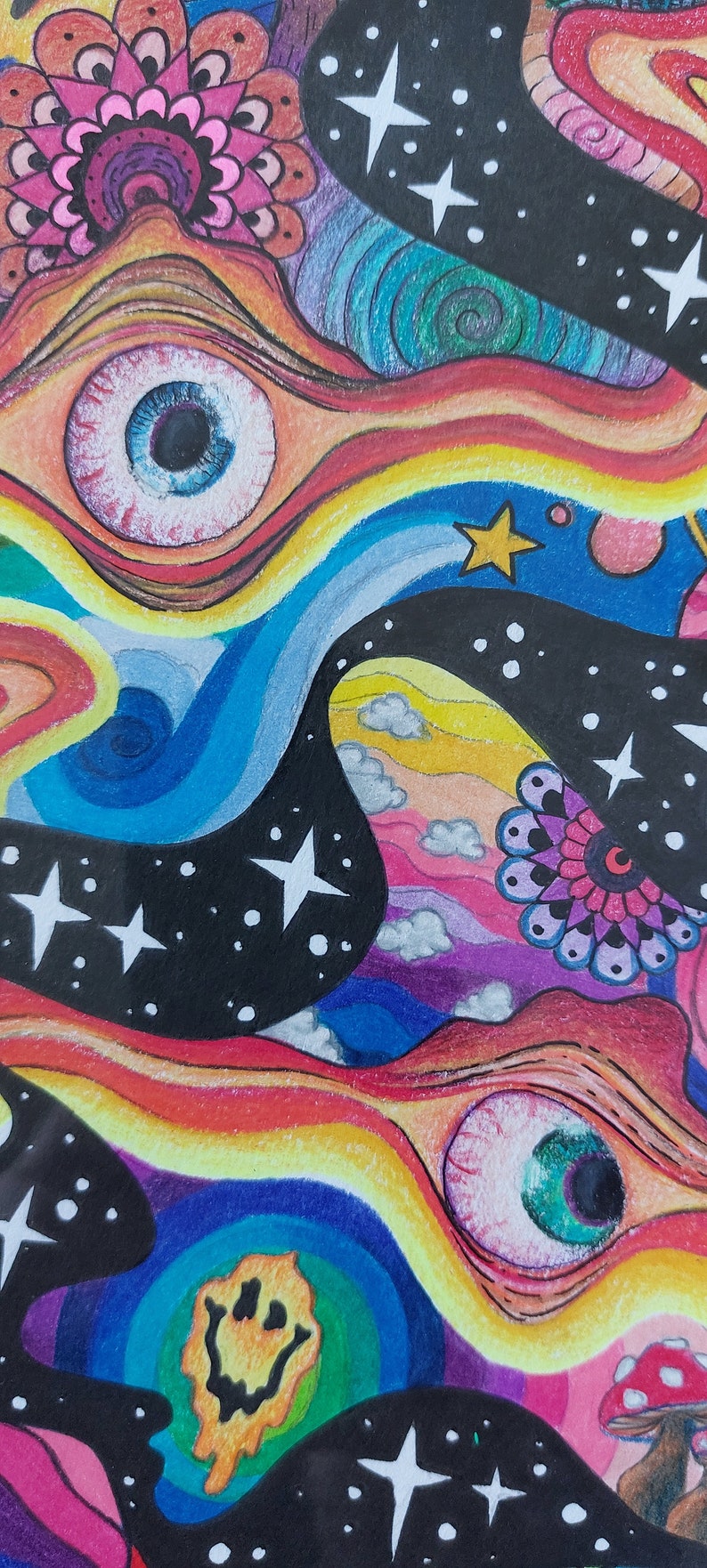 Wavy Eyes - Hand Drawn Illustration Original - Etsy